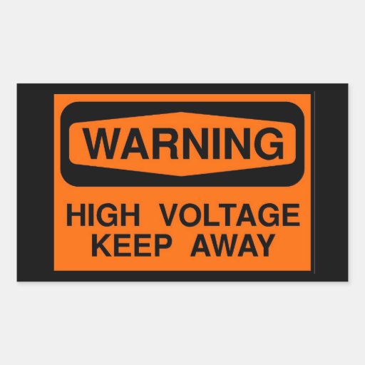 warning high voltage rectangular sticker | Zazzle