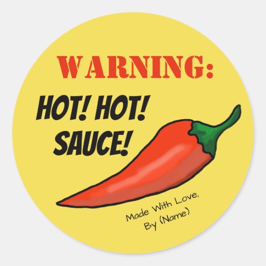 Warning: Hot! Homemade Food Chili Pepper Label | Zazzle.com