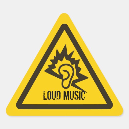 Warning - Loud Music! Triangle Sticker | Zazzle.com