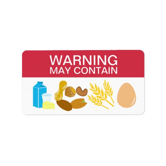 Warning May Contain Allergens Alert Food Safety Label | Zazzle.com