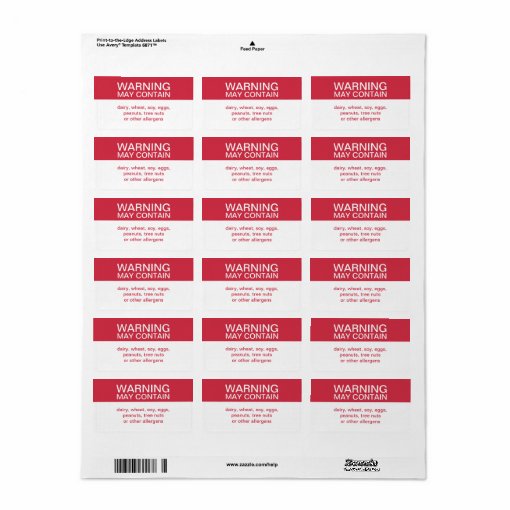 Warning May Contain Customized Ingredients Label | Zazzle