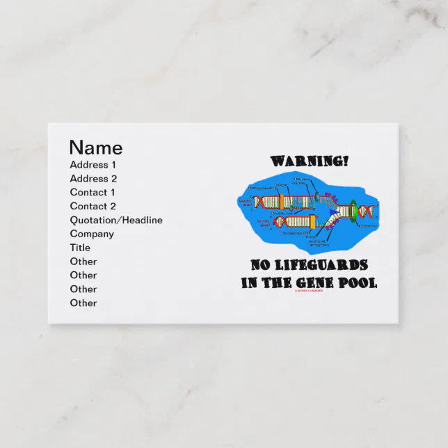 Warning! No Lifeguards In The Gene Pool Business Card | Zazzle