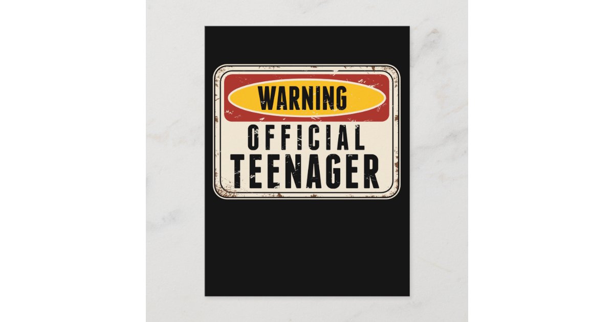 Warning Official Teenager Boys Girls 13th Birthday Postcard | Zazzle