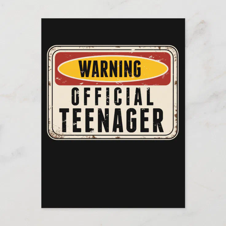 Warning Official Teenager Boys Girls 13th Birthday Postcard | Zazzle