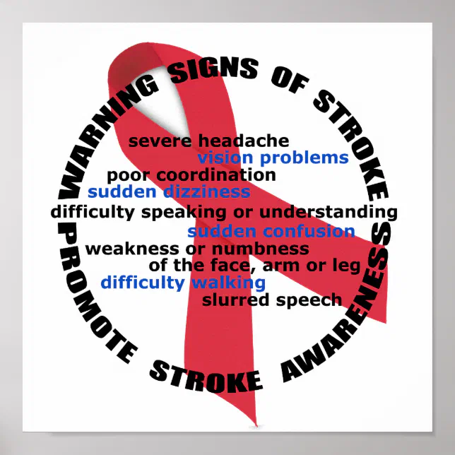 Warning Signs & Symptoms of Stroke Poster | Zazzle