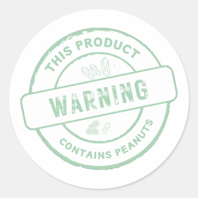 Warning This Product Contains Peanuts Classic Round Sticker | Zazzle