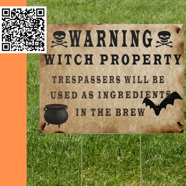 Warning Witch Property Yard Sign | Zazzle