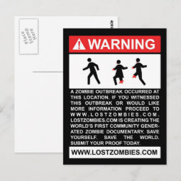 Warning Zombie Outbreak Postcard | Zazzle