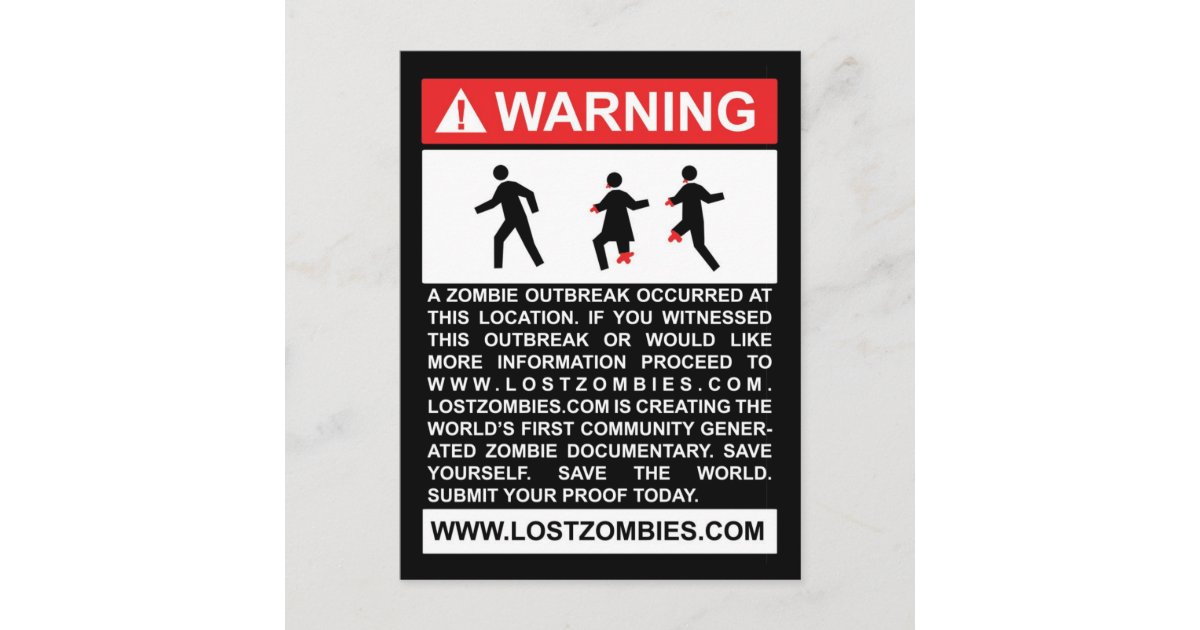 Warning Zombie Outbreak Postcard | Zazzle