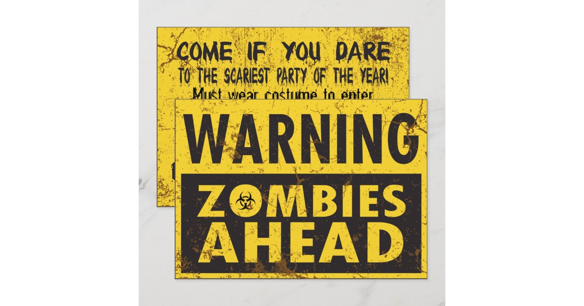 Warning Zombies Ahead Halloween Invitation | Zazzle