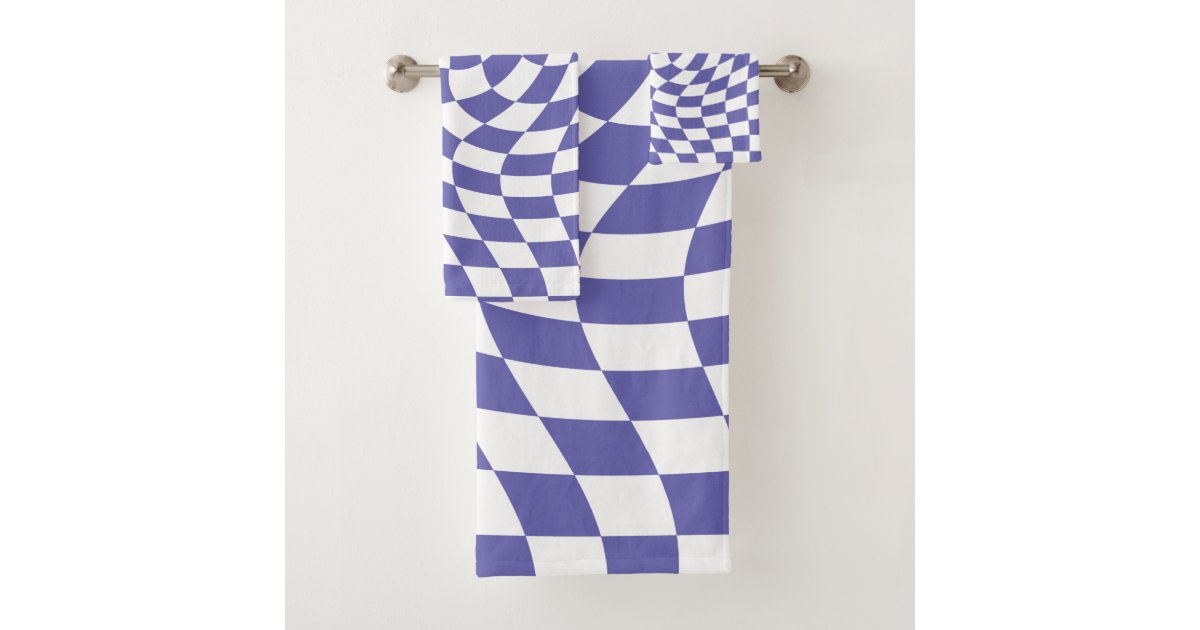 Warped Checks Retro Psychedelic Bath Towel Set | Zazzle