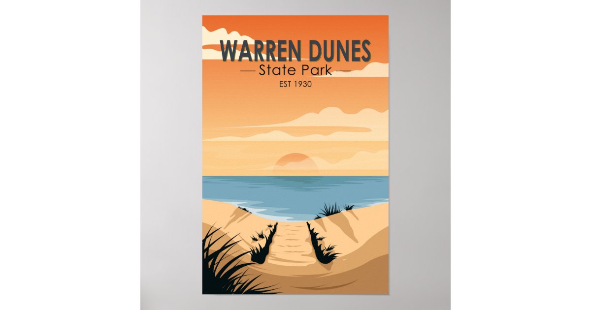 Warren Dunes State Park Michigan Vintage Poster | Zazzle