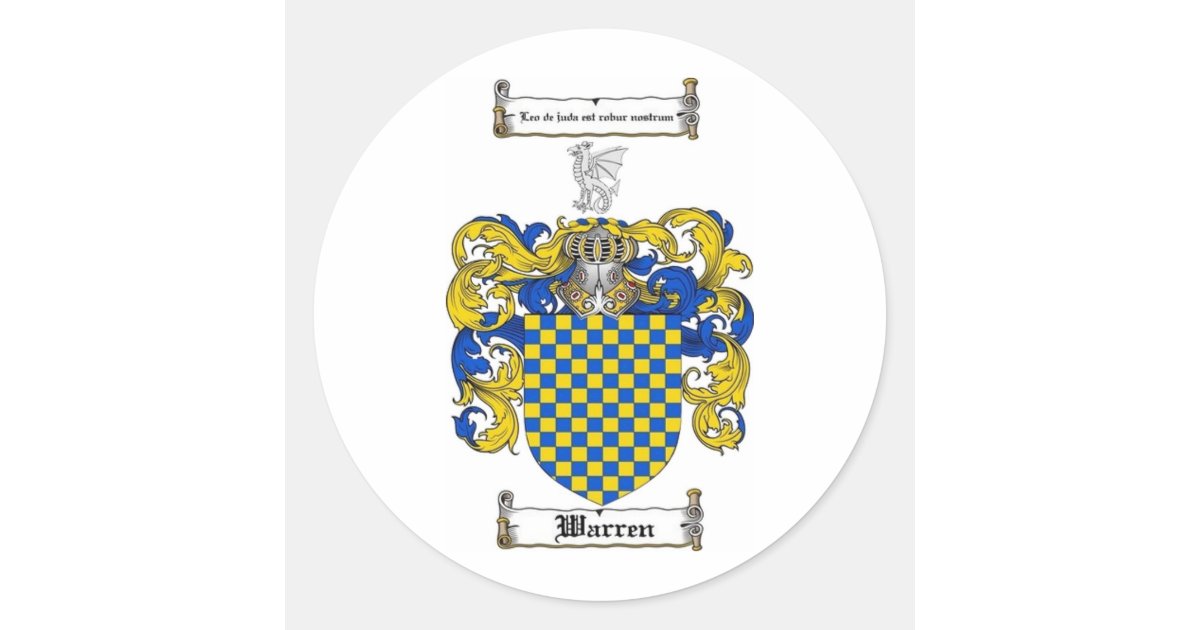 Warren Family Crest Classic Round Sticker | Zazzle