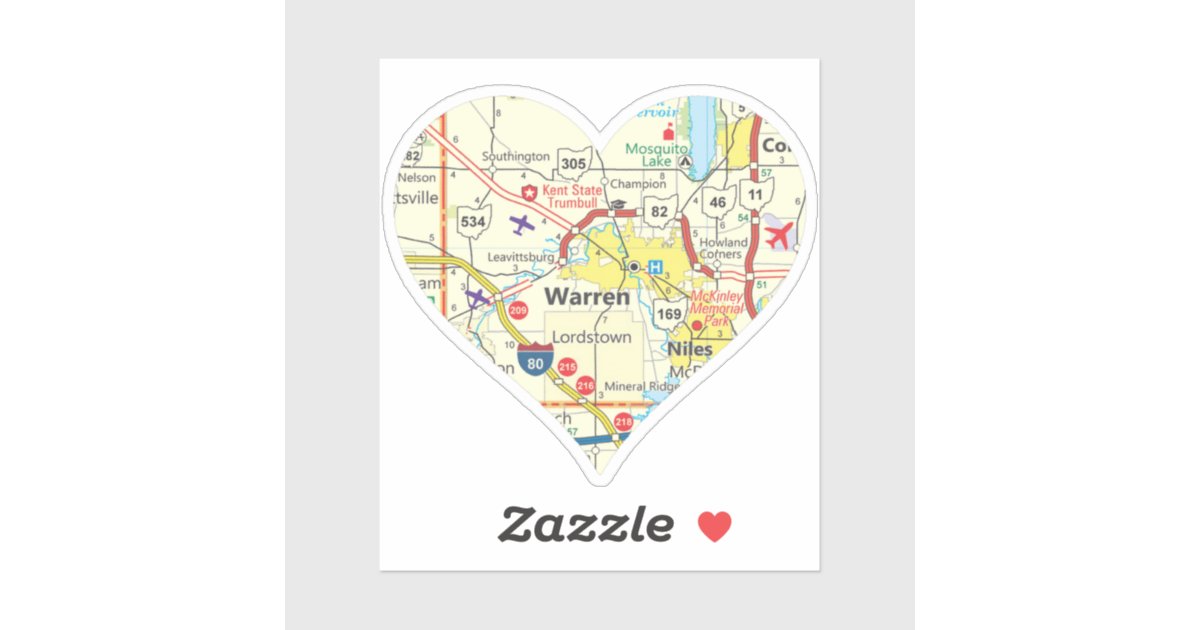 Warren Ohio Map Sticker | Zazzle