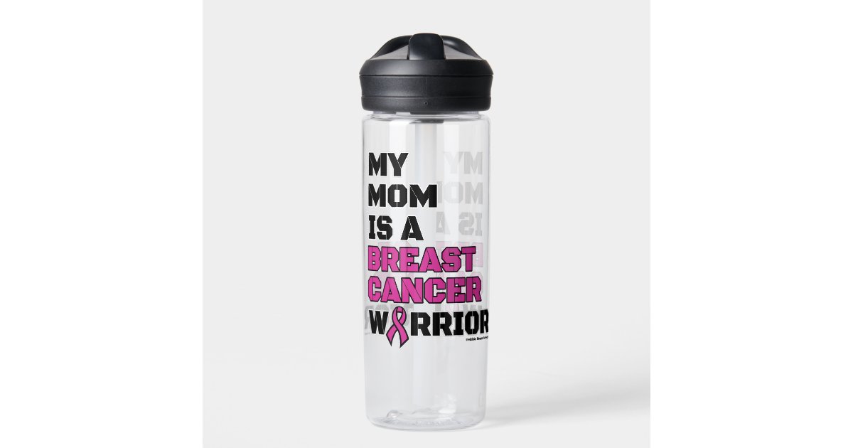 Warrior/Block/Mom...Breast Cancer Water Bottle | Zazzle