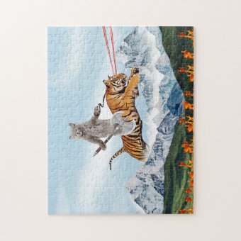 Warrior cat Riding A Tiger Jigsaw Puzzle | Zazzle