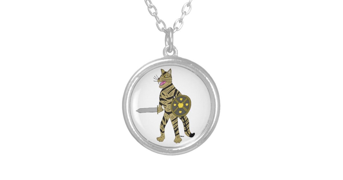 Warrior Cat Silver Plated Necklace | Zazzle