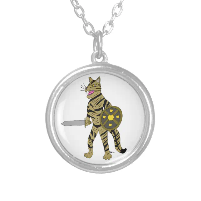 Warrior Cat Silver Plated Necklace | Zazzle