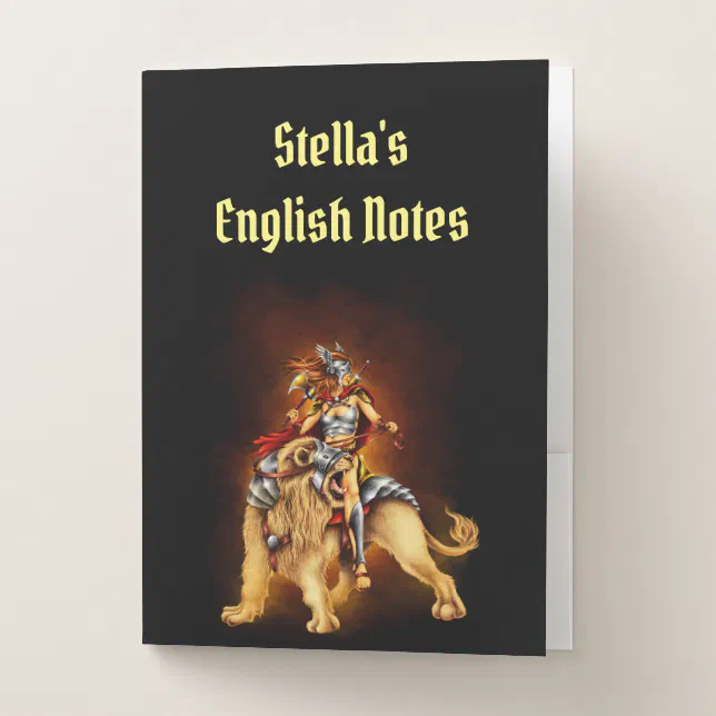 Warrior Lion Rider Fantasy Pocket Folder | Zazzle