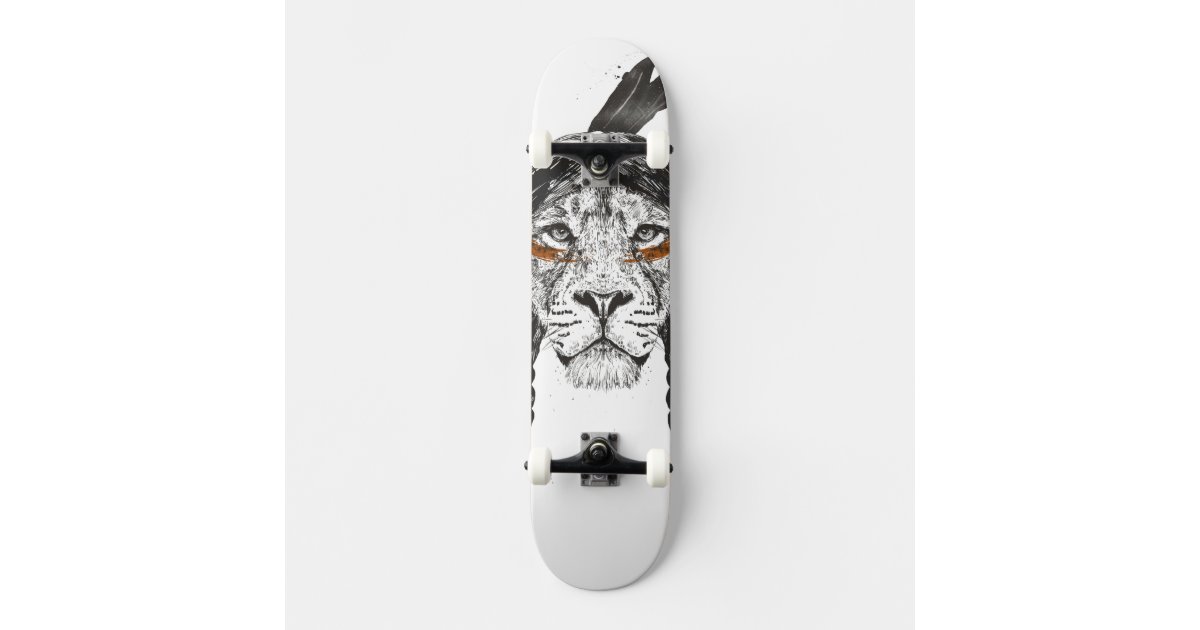 Warrior lion skateboard deck | Zazzle