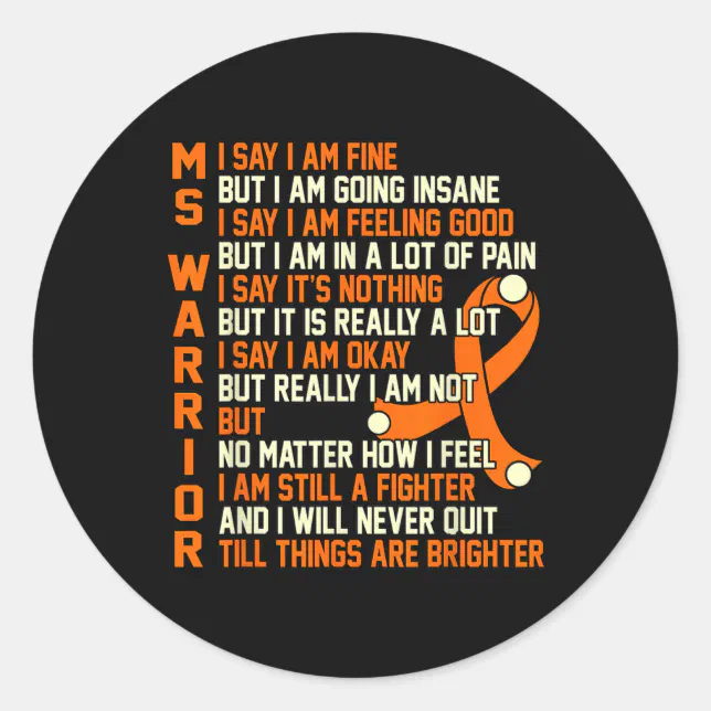Warrior Multiple Sclerosis Awareness Graphic Classic Round Sticker | Zazzle