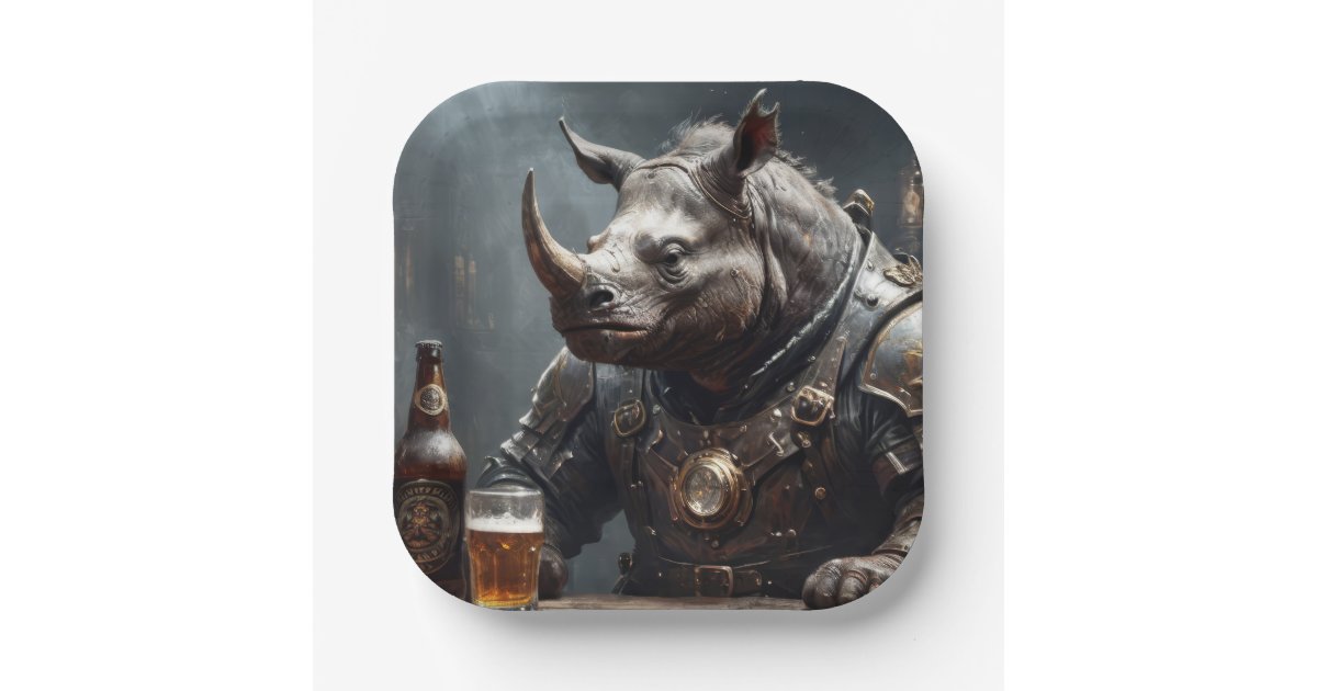 Warrior Rhino Paper Plates | Zazzle