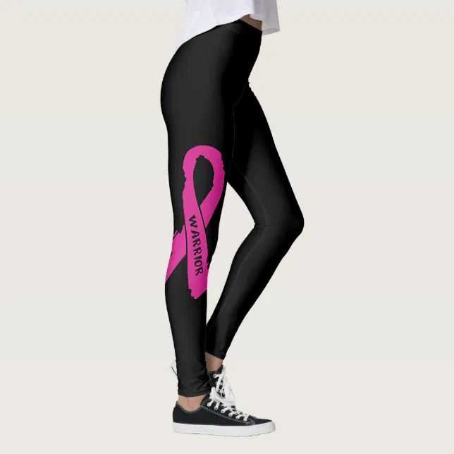 Warrior/ torn ribbon...Breast Cancer Leggings | Zazzle