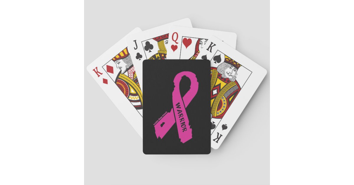 Warrior/ torn ribbon...Breast Cancer Poker Cards | Zazzle