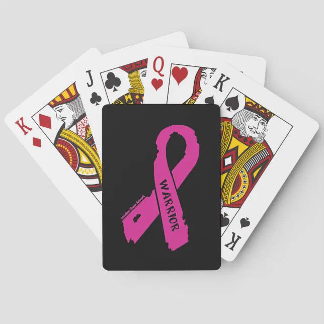 Warrior/ torn ribbon...Breast Cancer Poker Cards | Zazzle