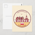 Warsaw Poland City Skyline Emblem Postcard | Zazzle