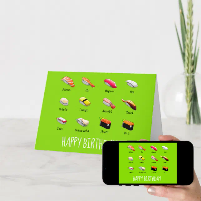 Wasabi sushi Japanese cute food Card | Zazzle