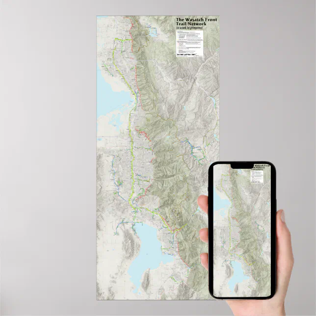 Wasatch Front Trail Network Map Poster | Zazzle