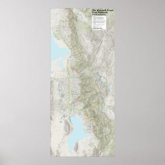 Wasatch Front Trail Network Map Poster | Zazzle.com