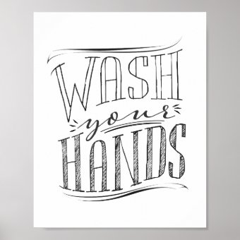 Wash Your Hands Bathroom Wall Art | Zazzle