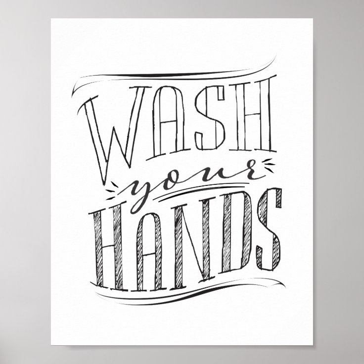 Wash Your Hands Bathroom Wall Art | Zazzle