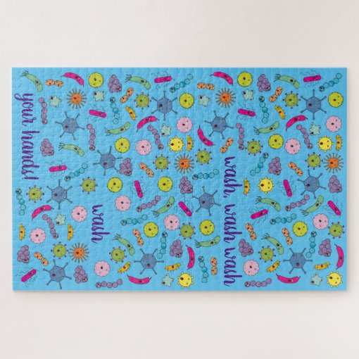Wash Your Hands Cute Germ Jigsaw Puzzle | Zazzle