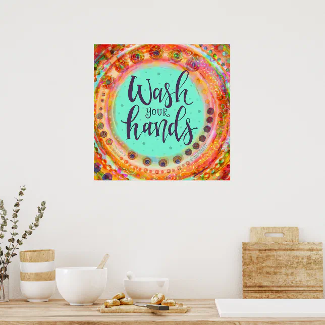 Wash Your Hands Fun Pretty School Inspirivity Poster | Zazzle