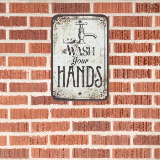 Wash Your Hands Rustic Vintage Bathroom Metal Sign | Zazzle