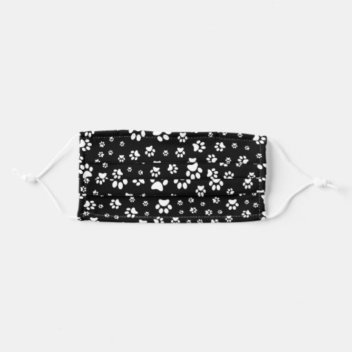 Washable Black and White Paw Print Cloth Face Mask | Zazzle