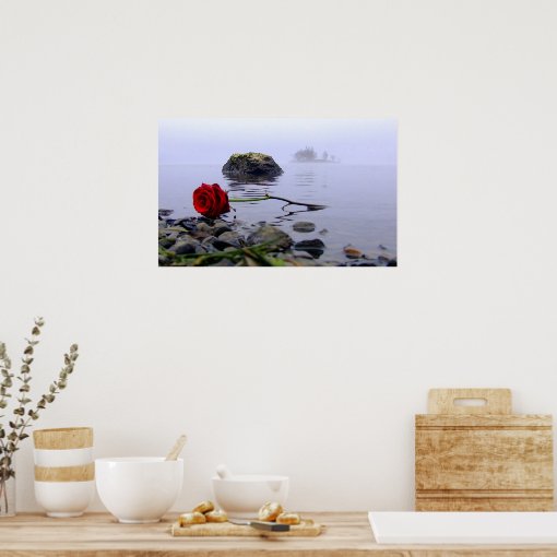 Washed Ashore Red Rose Poster | Zazzle