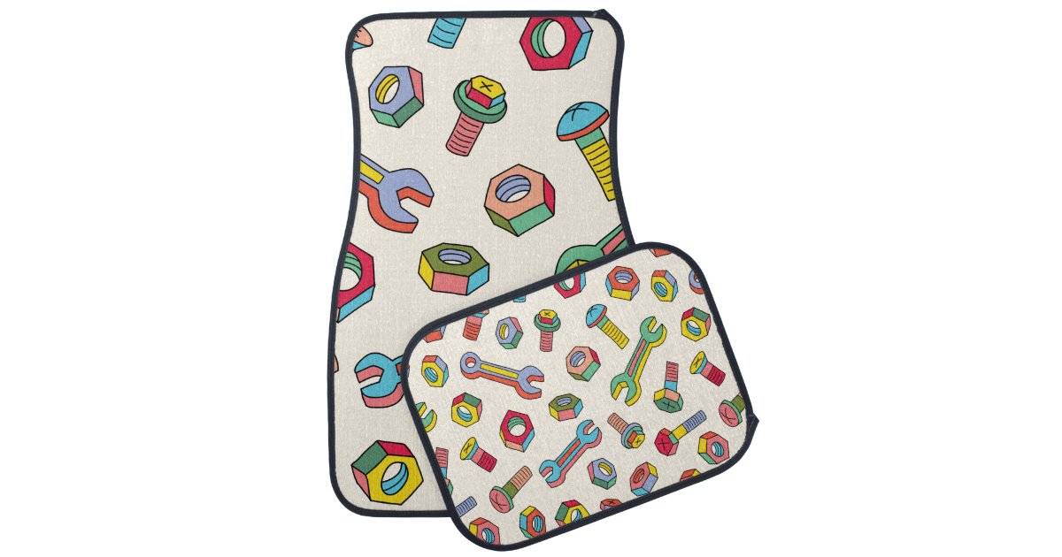 Washers and screws seamless pattern car floor mat | Zazzle