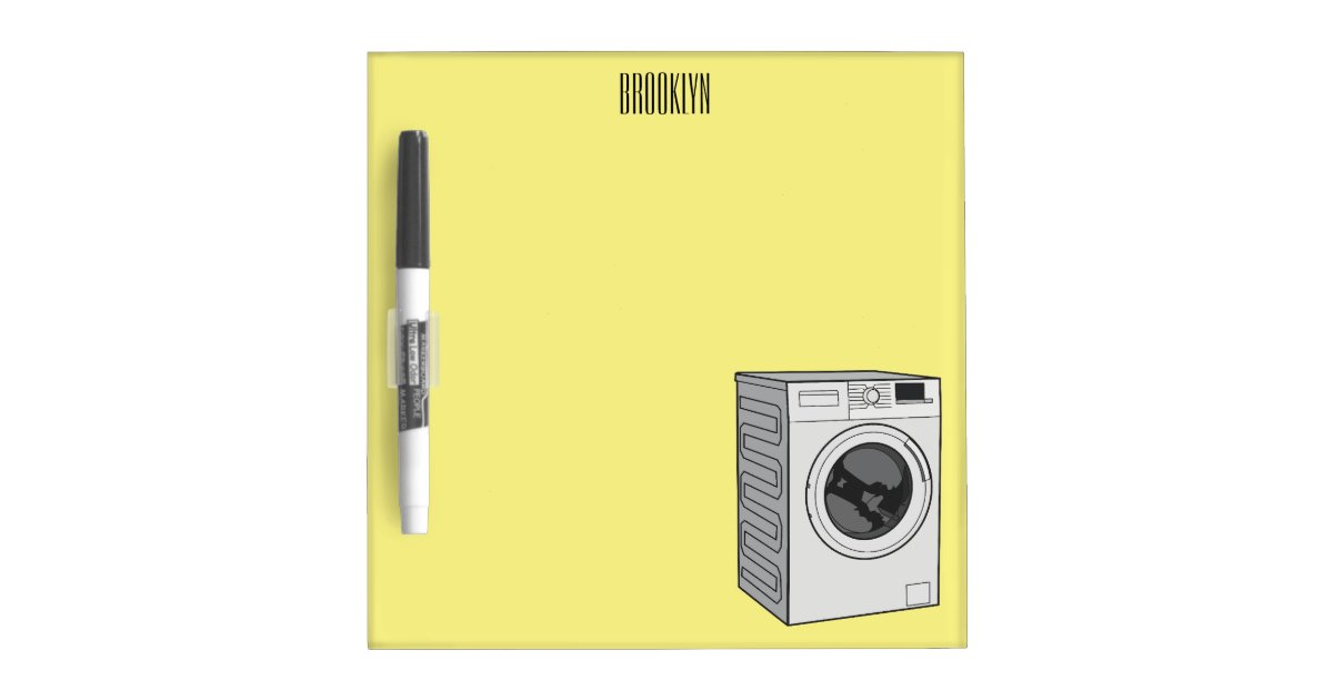 Washing machine cartoon illustration dry erase board | Zazzle