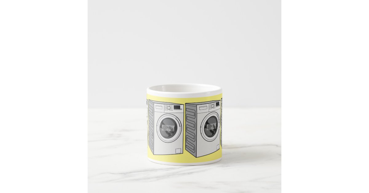 Washing machine cartoon illustration espresso cup | Zazzle