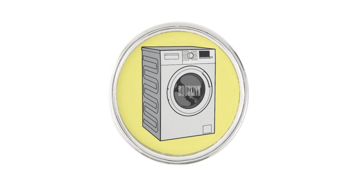 Washing machine cartoon illustration lapel pin | Zazzle