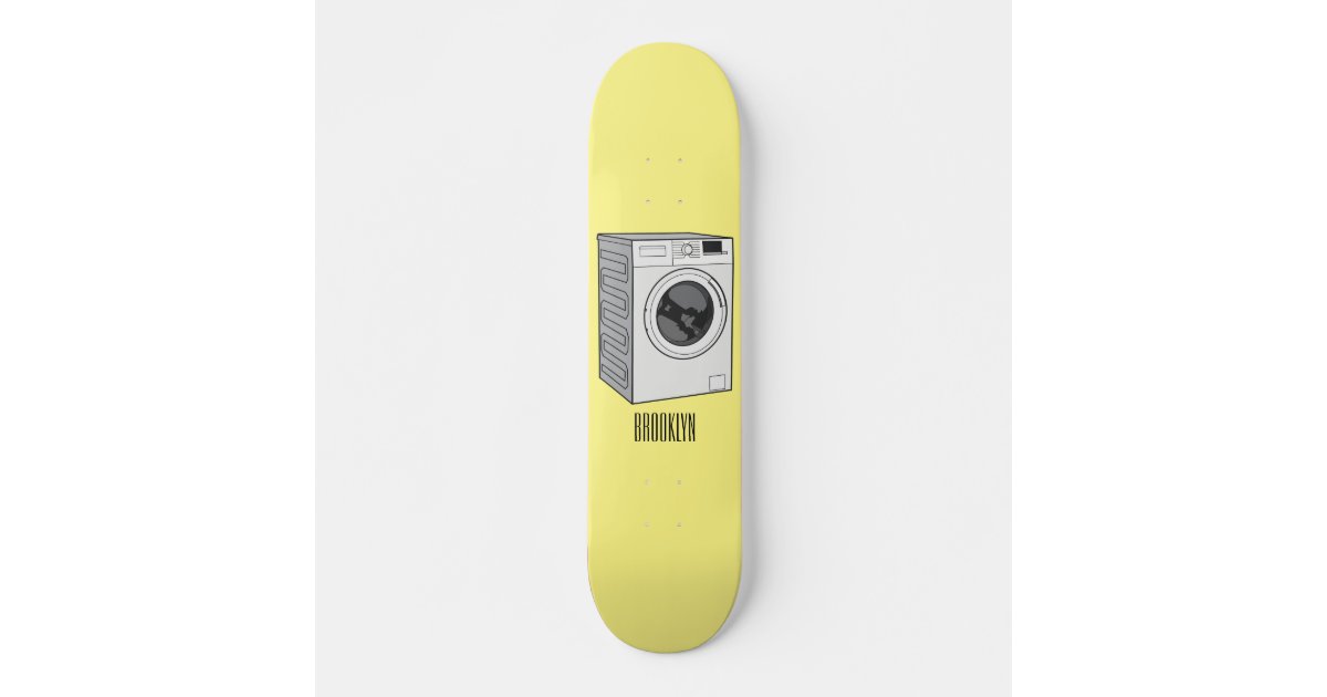Washing machine cartoon illustration skateboard | Zazzle
