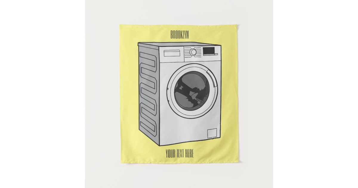 Washing machine cartoon illustration tapestry | Zazzle