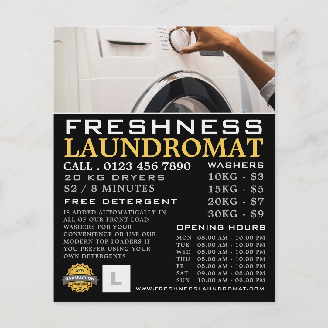 Washing Machine, Laundromat, Cleaning Advertising Flyer | Zazzle