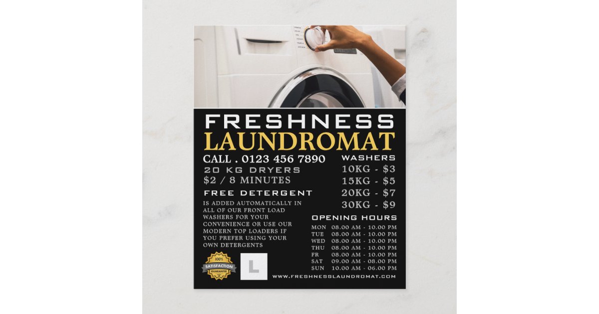 Washing Machine, Laundromat, Cleaning Advertising Flyer | Zazzle