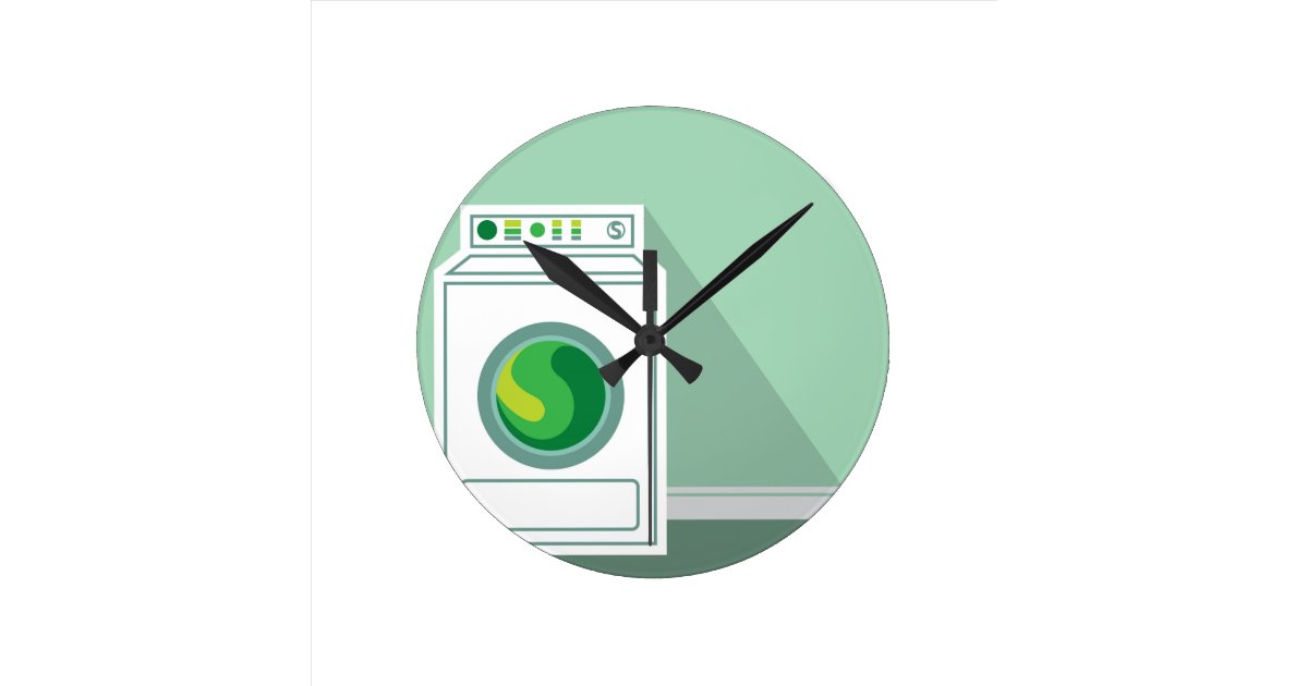 Washing Machine Laundry Room Round Clock | Zazzle.com