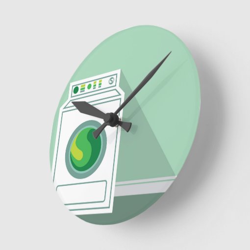 Washing Machine Laundry Room Round Clock | Zazzle